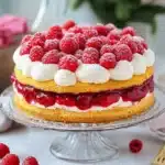Windbeuteltorte mit Himbeeren