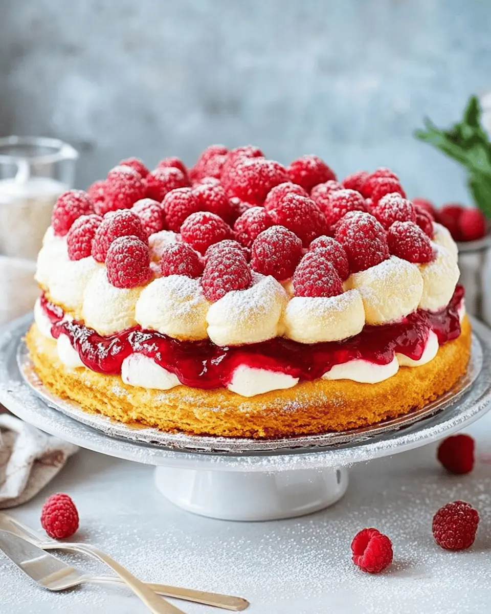 Windbeuteltorte mit Himbeeren